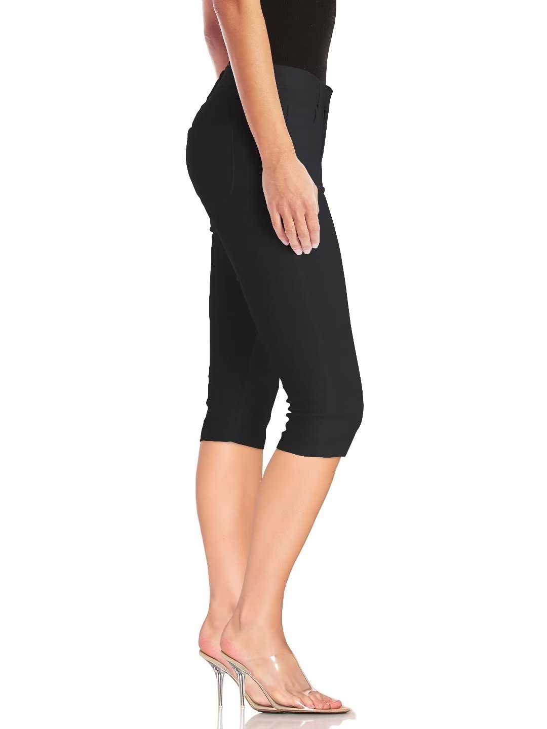 Hybrid & Company Women's Butt Lift Super Comfy Stretch Denim Capri Short Jeans Q43300 Black 3