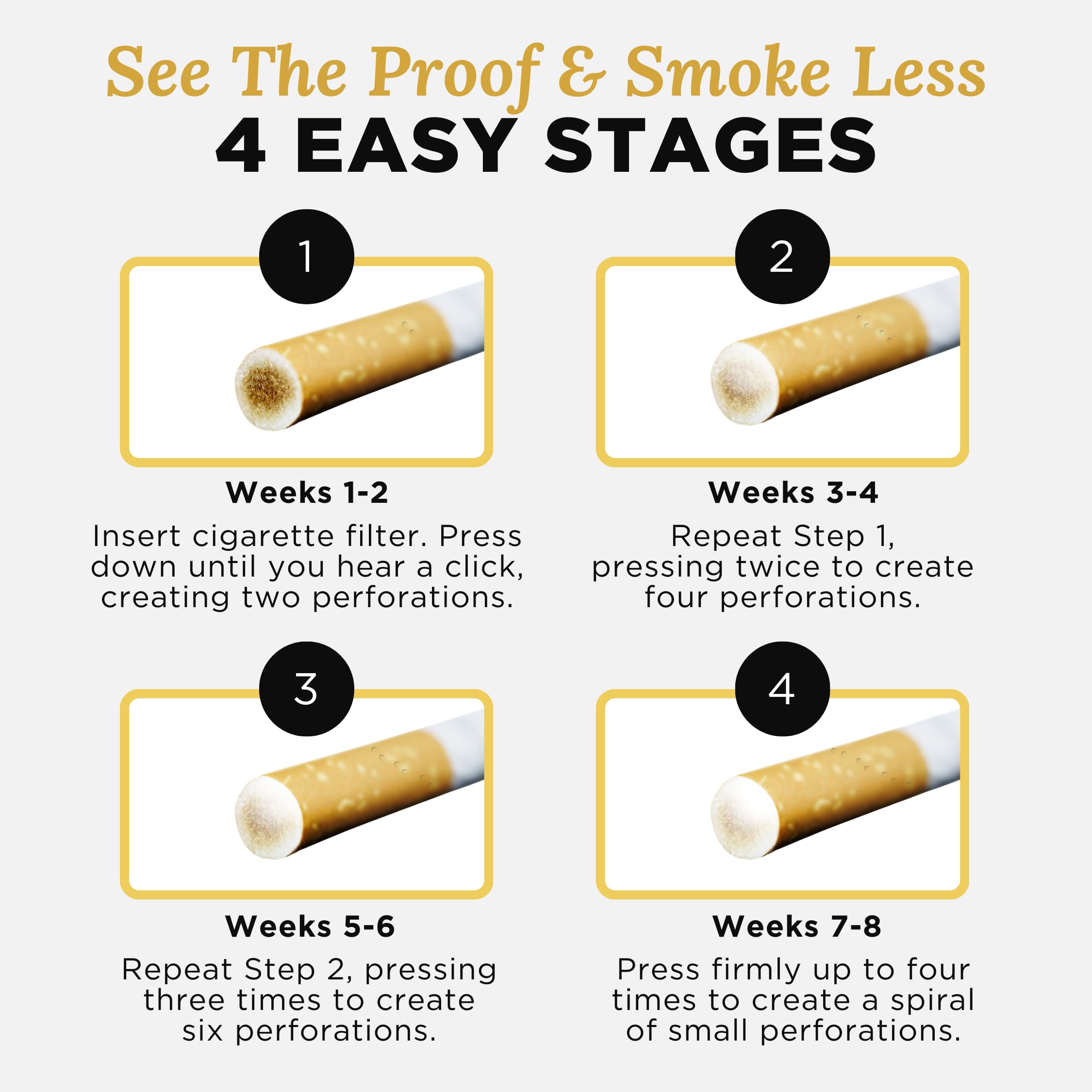 Stop Smoking Aid That Works, Quit Smoking in Just 8 Weeks, Compact Advanced Smoking Cessation Product & Quit Smoking Tool by Filtrim, Gold Finish (2.5 x 1.2 x 0.3 Inches)