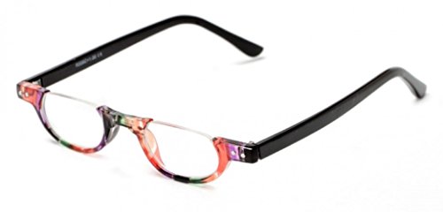 The Hunter Colorful Retro Half Under Frame Rimless Round Vintage Reading Glasses +1.50 Orange Green Purple Stripe (Carrying Case Included)