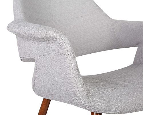 Armen Living Phoebe Mid-Century Modern Fabric Upholstered Dining Chair for Kitchen Table Office Desk Vanity, 24D x 25W x 33H Inch, Gray