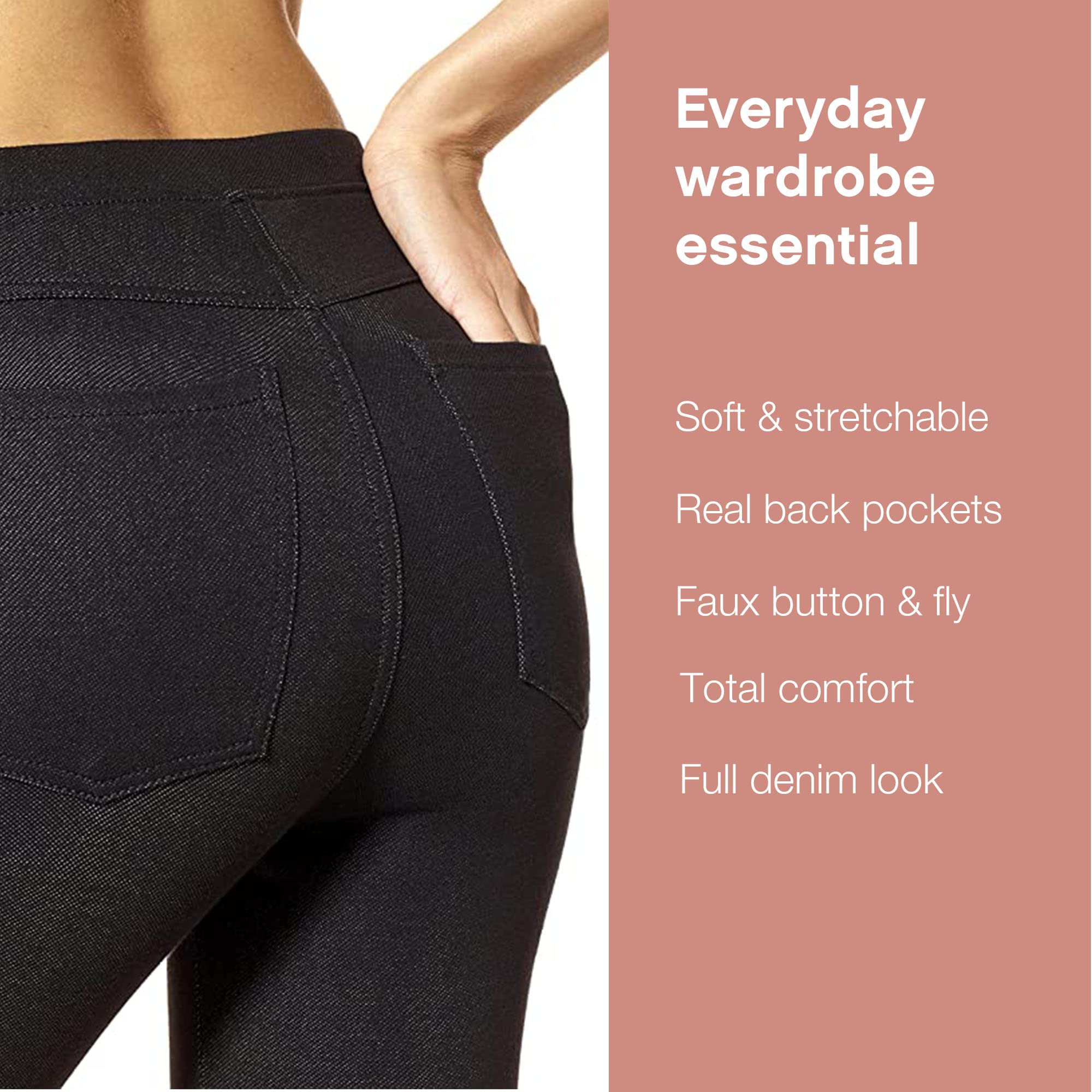 No nonsense Women's Stretch Denim Legging, Black, Medium