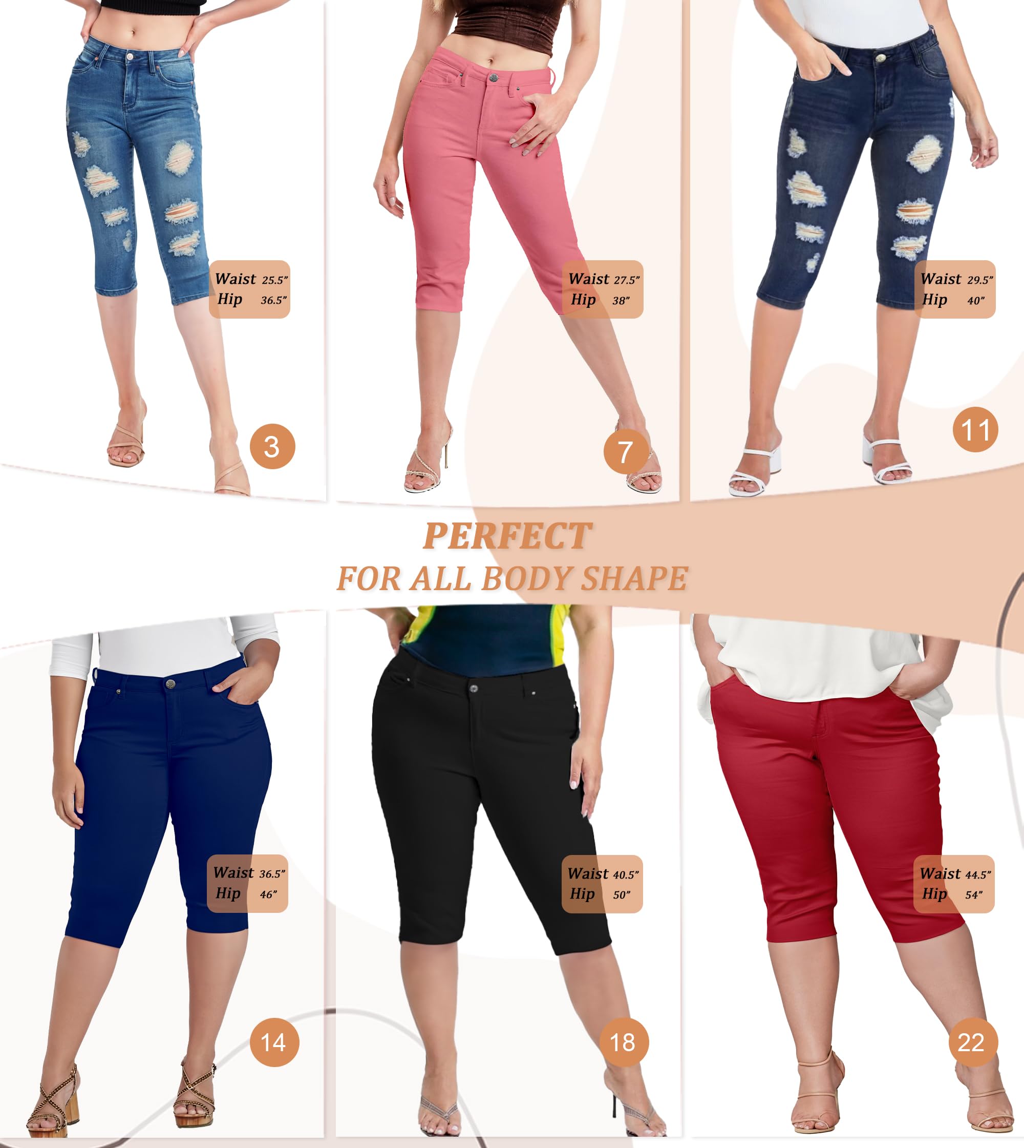 Hybrid & Company Women's Butt Lift Super Comfy Stretch Denim Capri Short Jeans Q43300 Black 3