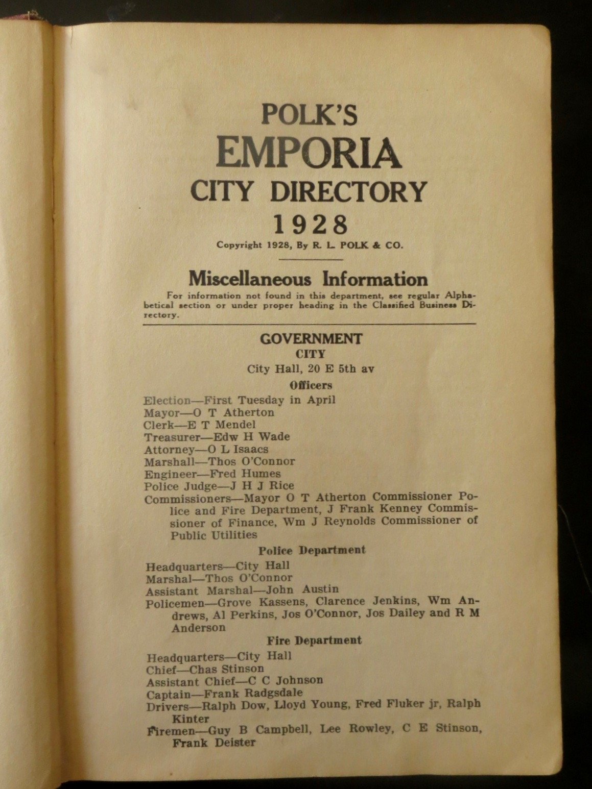 Polk's Emporia, Kansas City Directory 1928