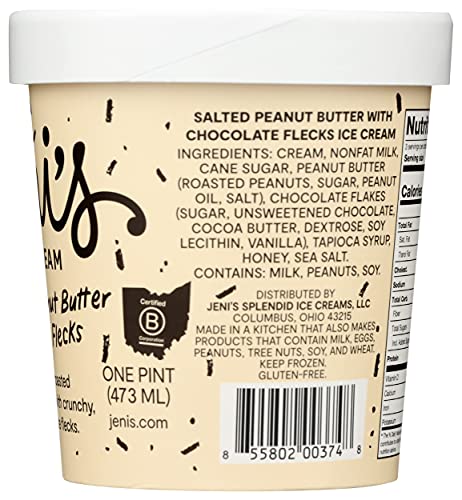 JENIS SPLENDID ICE CREAMS Salted Peanut Butter with Chocolate Flecks, 1 PT