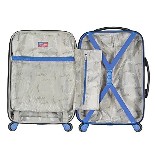 Olympia USA Apache II 22 Inch Expandable Rolling Carry On Lightweight Hardside Double 4 Wheel Spinner Luggage Suitcase with Locking System and Hidden Laptop Compartment, Black/Blue