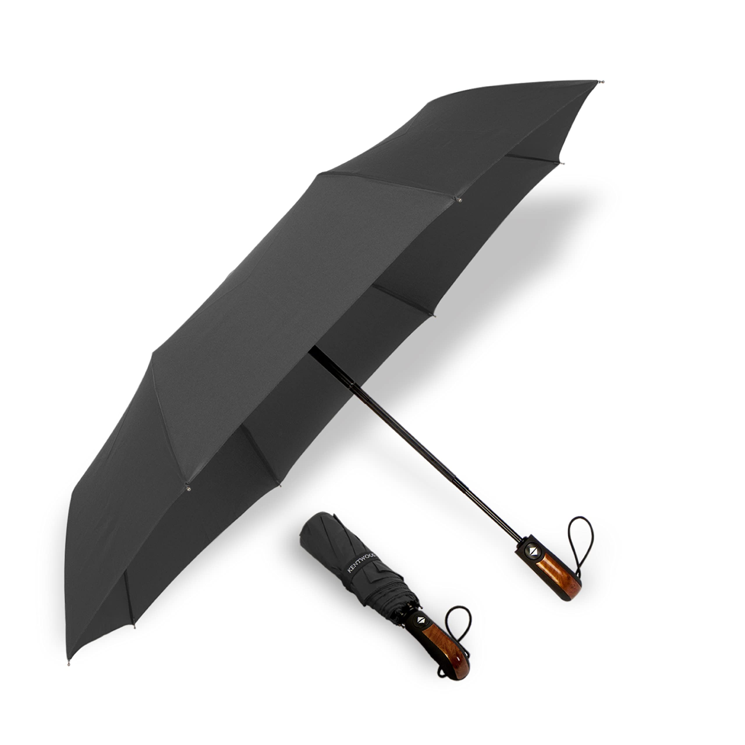 Windproof Teflon Coated Travel Umbrella - Auto Open/Close - Travel Stylish Lightweight Design for Women/Men (Black)