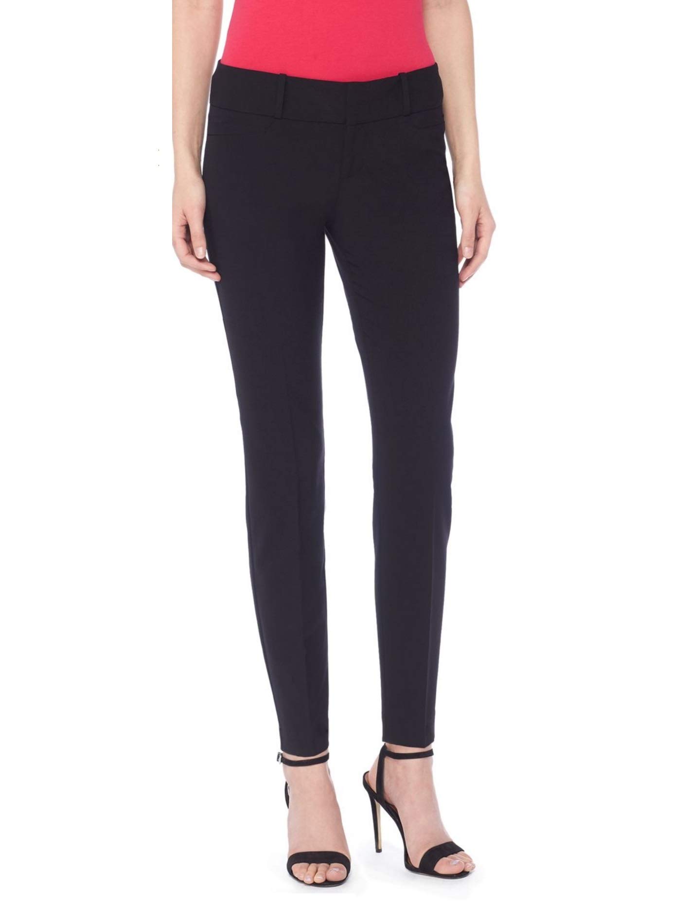SATINATO Women's Straight Pants Stretch Slim Skinny Solid Trousers Casual Business Office Black