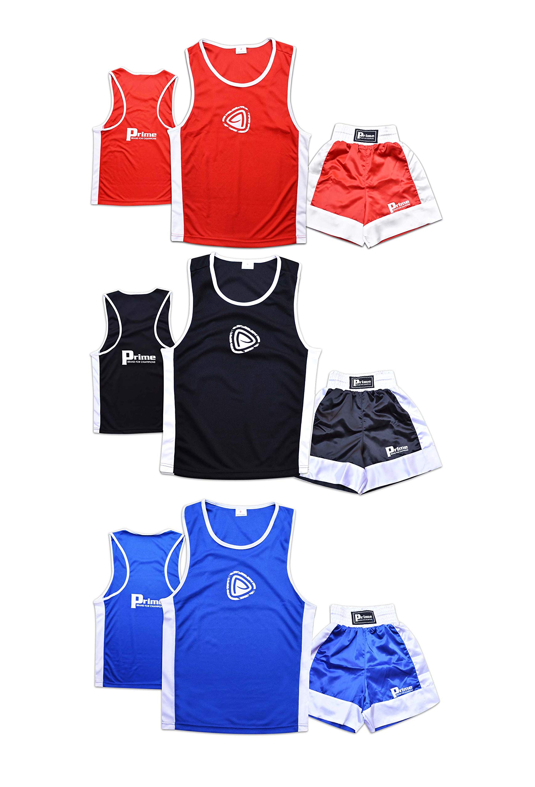 Prime Sports Kids Boxing Uniform Set Top & Shorts 2 Pcs Top and shorts Boxing Clothes for Kids Boys/Girls Satin Fabric For 03 to 14 Years(7-8 Years, Black)