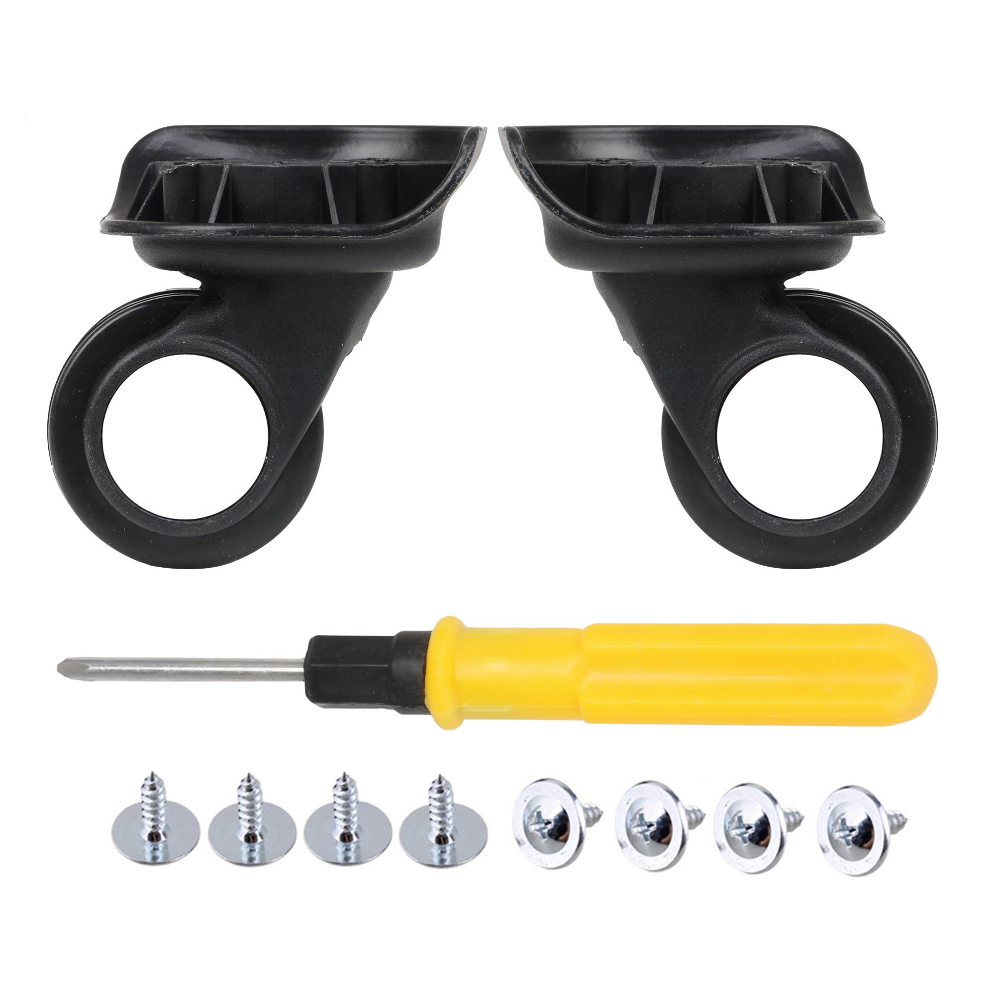 RDEXP Black 9.5x9.2x5cm Left & Right Luggage Wheels with 8 Screws DIY Replacement Set of 2