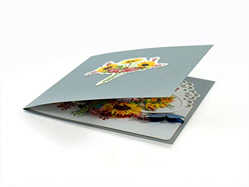 CUTPOPUP Birthday Card Pop Up, Mother's Day, 3D Greeting, Thank You Card (Sunflowers Basket)