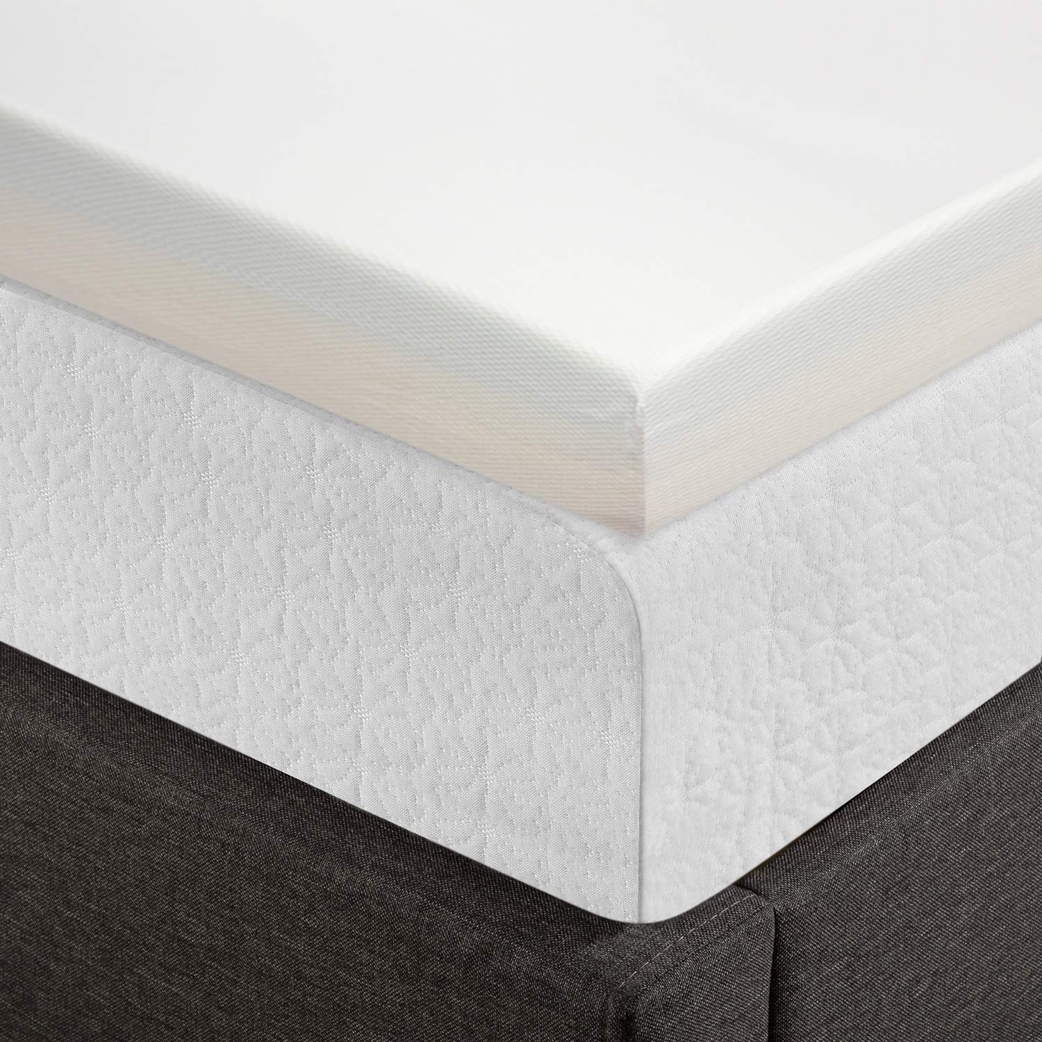 Mellow 4 Inch Memory Foam Mattress Topper with Cover, Calming Green Tea Infusion, Short Queen