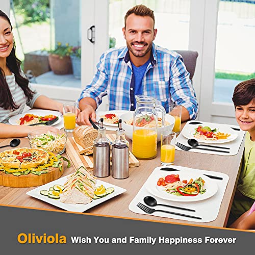 Oliviola 20 Pieces Silverware Set,Matte Black Stainless Steel Flatware Cutlery Set Service for 4, Stain Finish Kitchen Utensil Set,Include Dinner Knives Forks and Spoons Silverware, Dishwasher Safe