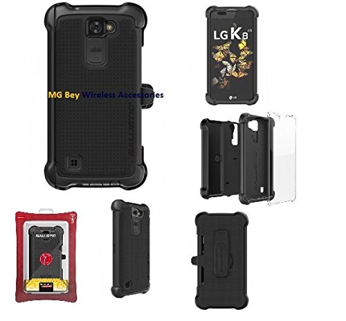 Ballistics Jacket TJ Maxx, Original Black Heavy Duty Cover Case W/shock Impacts 8 Feet Protection Durable Swivel Belt Clip for LG K8 / Phoenix 2/ Escape 3 Cellphone