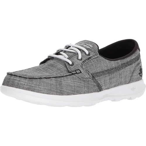 Skechers Performance Women's Go Walk Lite-15433 Boat Shoe,black/white,8 M US