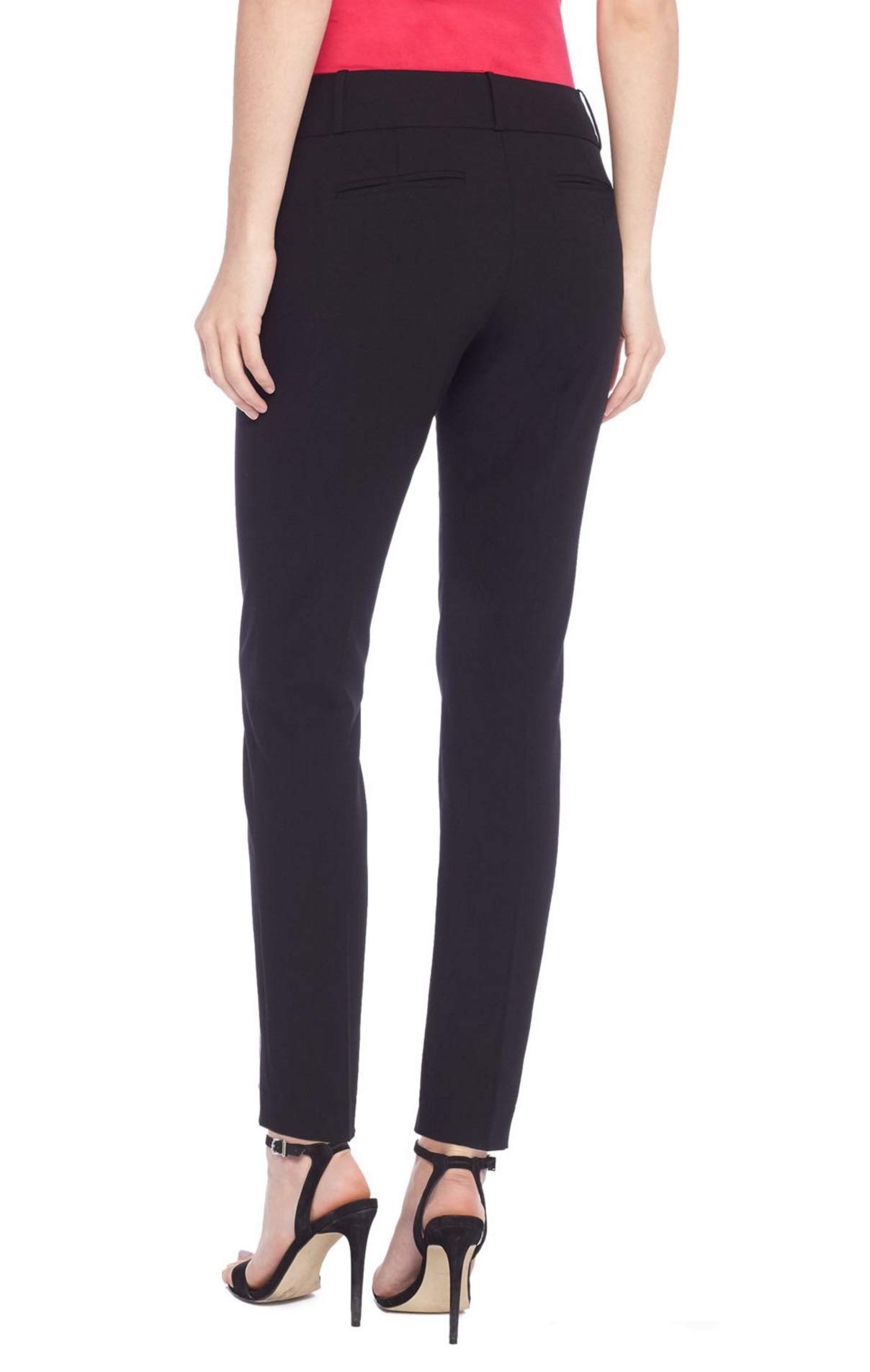 SATINATO Women's Straight Pants Stretch Slim Skinny Solid Trousers Casual Business Office Black