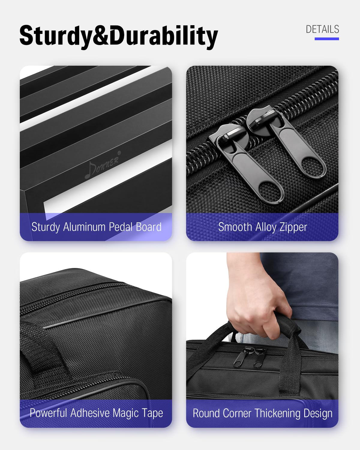Donner Guitar Pedal Board Case DB-2 Aluminium Pedalboard 20'' x 8'' with Bag
