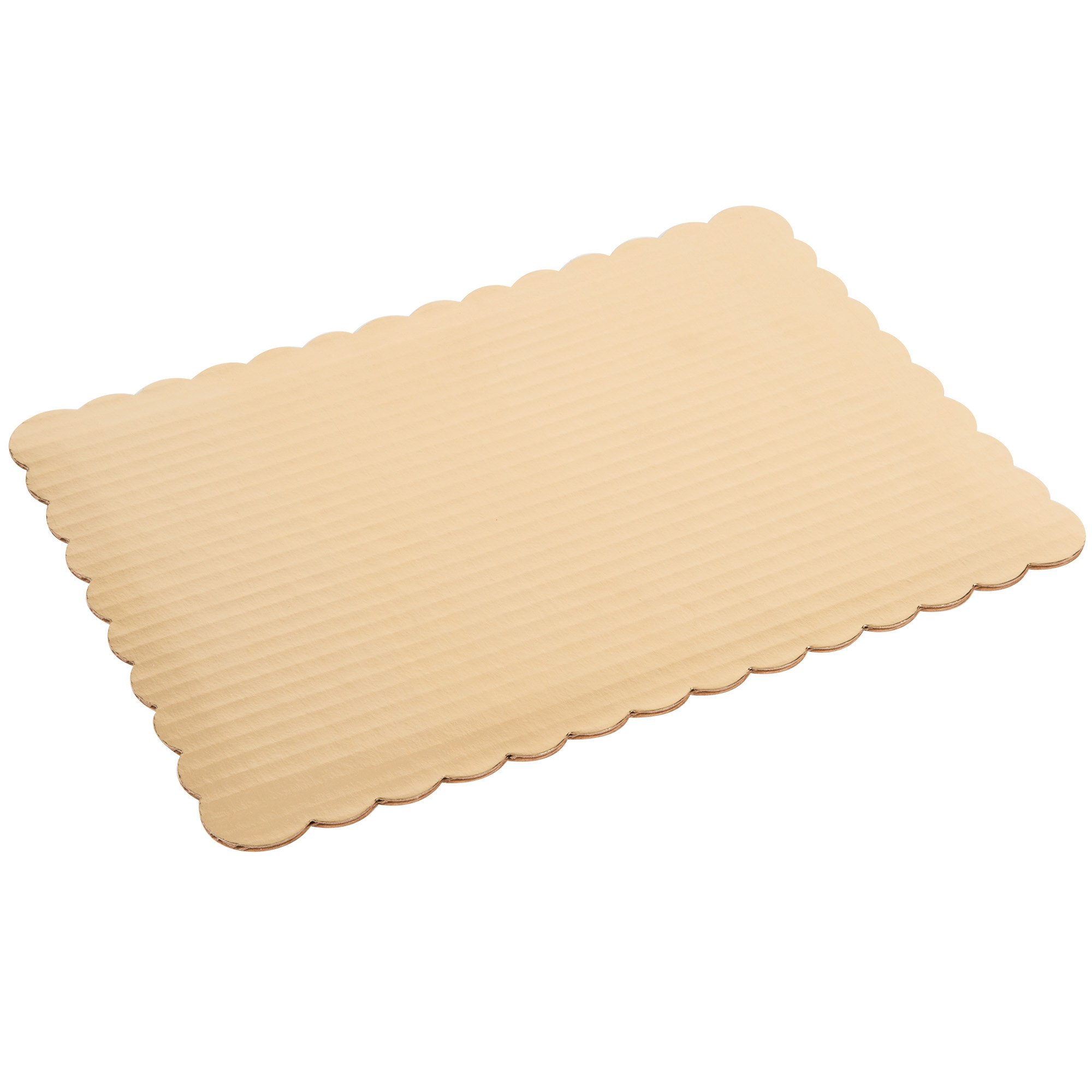 Gold Cake Board - Scalloped Edge Rectangle Quarter Sheet 14" x 10" Pack of 25
