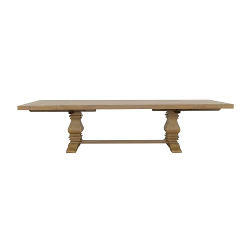 Coaster Home Furnishings Florence Traditional Farmhouse Rectuangular 126-inch Double Pedestal Planked Wood Top Extension Leaf Dining Table Rustic Smoke 180201