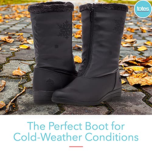 totes Women's Nicole Snow Boots, Black Wide Calf, 10