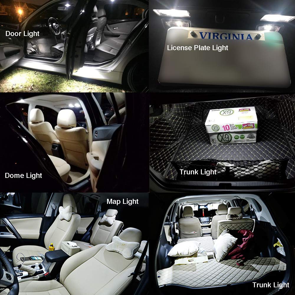 iBrightstar Extremely Bright Wedge T10 168 194 LED Bulbs for Car Interior Dome Map Door Courtesy License Plate Lights, Xenon White
