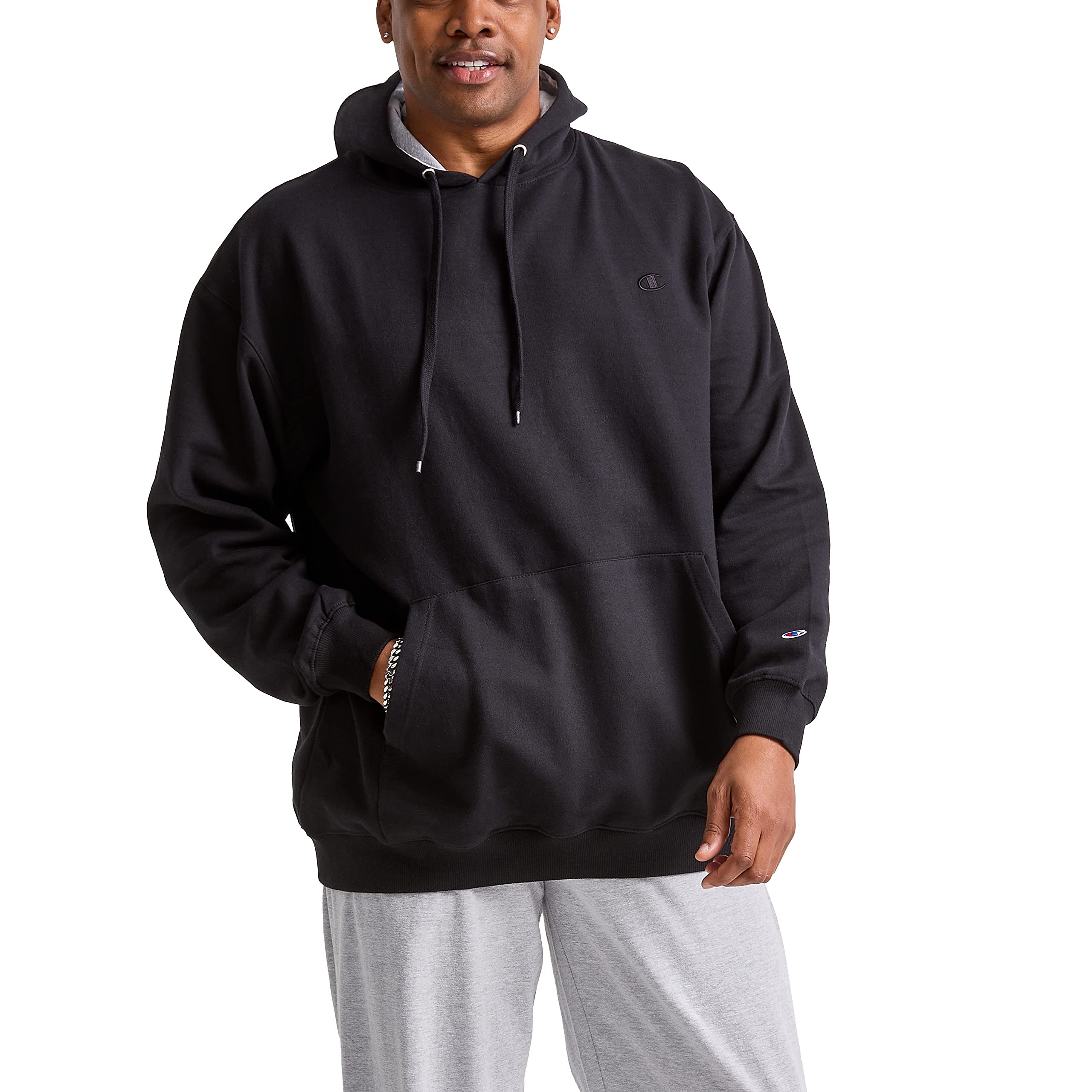 Champion Men's Hoodie, Powerblend, Fleece Striped Sweatshirt for Men (Reg. or Big & Tall)