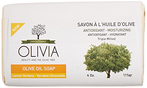 Olivia Olive Beauty: Olivia Olive Oil Face & Body Bar Soap, with Lemon Verbena Extract, 100% Pure Olive Oil, from Greece, 4/4 oz Pack