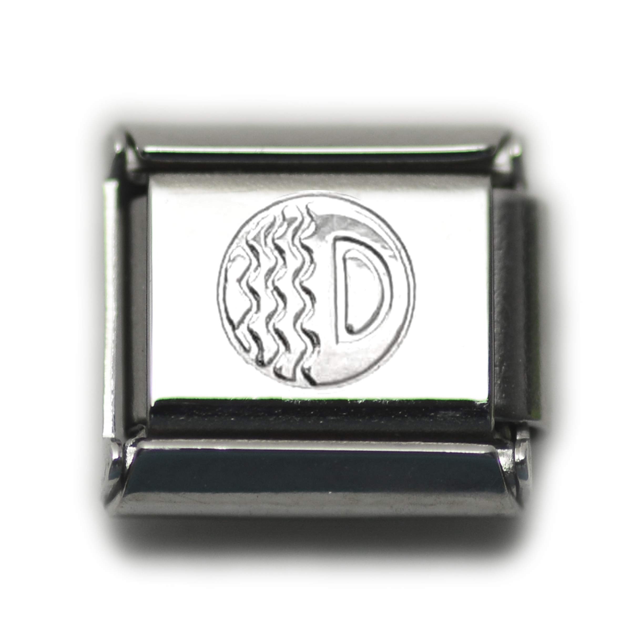 Dolceoro Alphabet E Letter Initial, 9mm Traditional Classic Type Italian Modular Charm Bracelet Link - Stainless Steel