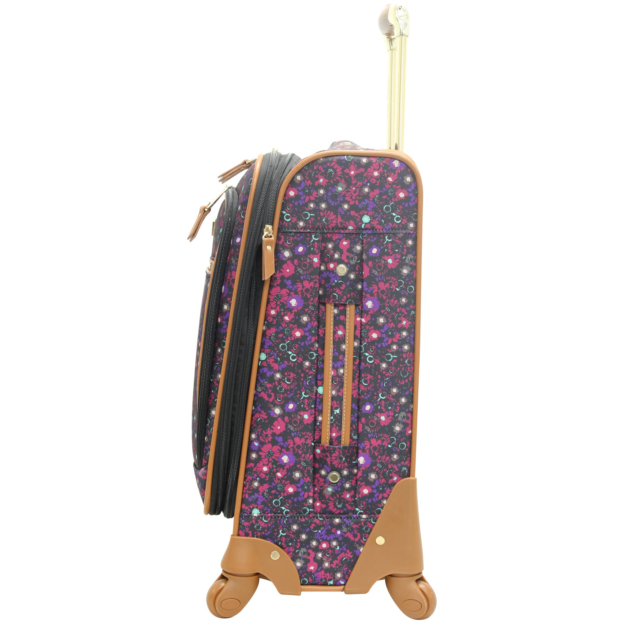 Steve Madden Designer Luggage Collection - Lightweight Softside Expandable Suitcase for Men & Women - Durable 20 Inch Carry On Bag with 4-Rolling Spinner Wheels (Dark Purple)