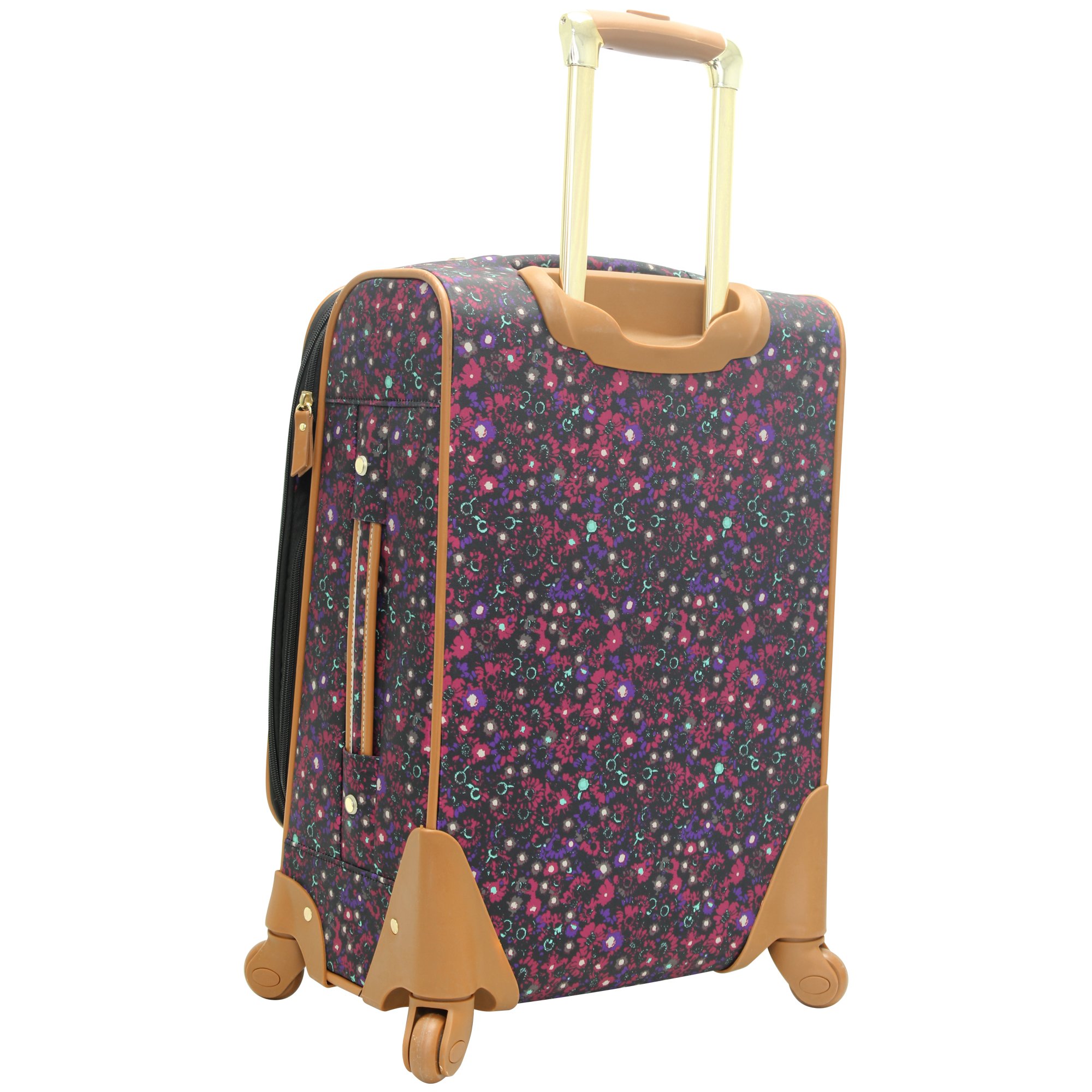 Steve Madden Designer Luggage Collection - Lightweight Softside Expandable Suitcase for Men & Women - Durable 20 Inch Carry On Bag with 4-Rolling Spinner Wheels (Dark Purple)