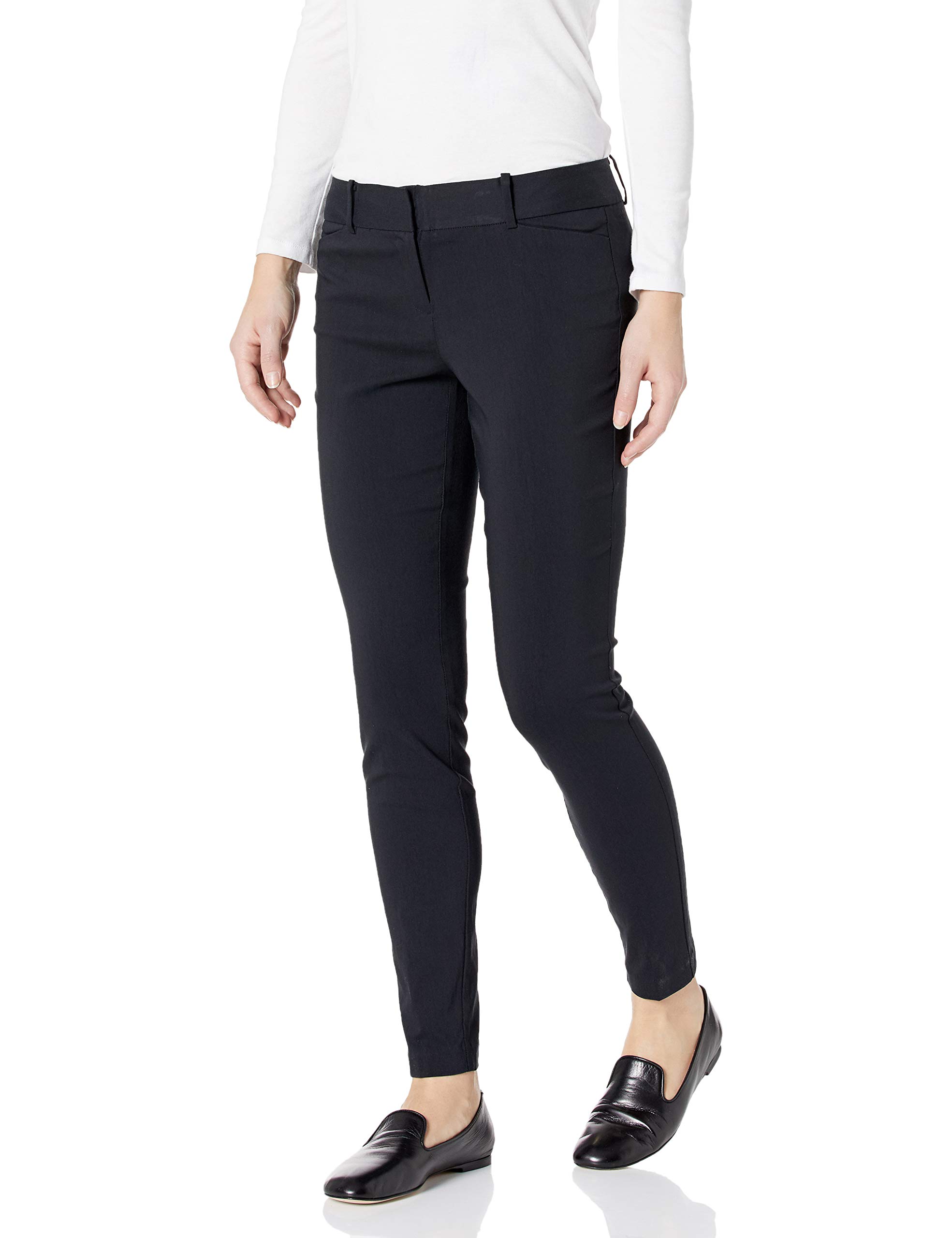 SATINATO Women's Straight Pants Stretch Slim Skinny Solid Trousers Casual Business Office Black