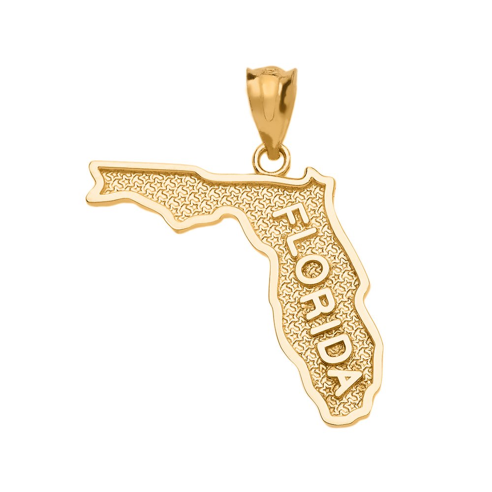 Florida US State Map Charm Pendant in 14k Yellow Gold