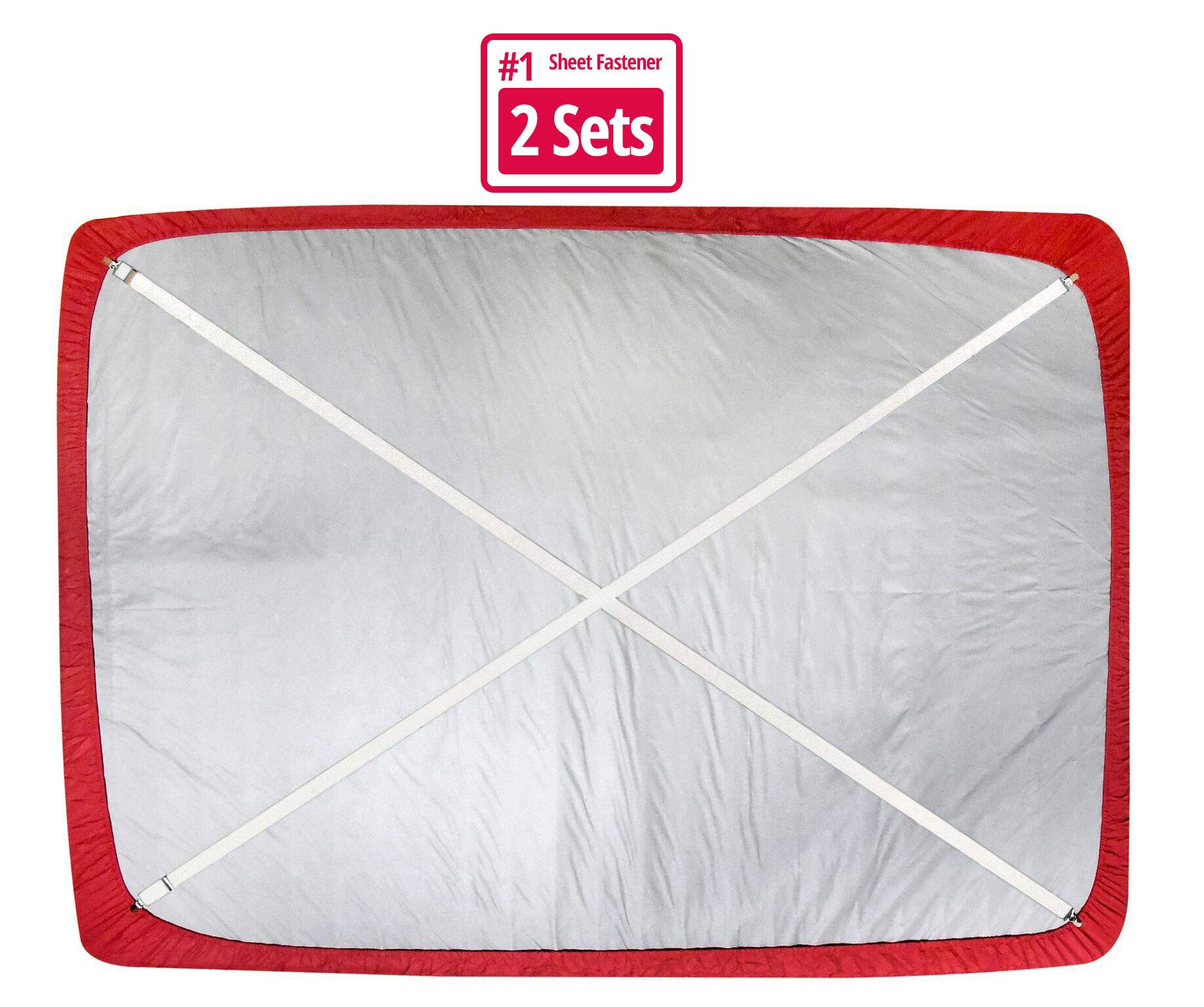 Hold’Em Bed Sheet Fastener Suspenders - Heavy Duty USA Made, Adjustable,Straight or Crisscross Keep Sheet SNUG Without Slipping Sheet Strap Holder Clips-2 pc. Adjustable White 2 Set