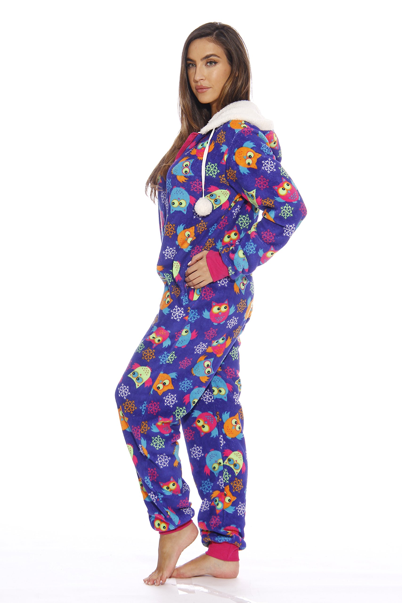 6035-NEW-S Just Love Adult Onesie / Pajamas, Small, Snowflake Owl