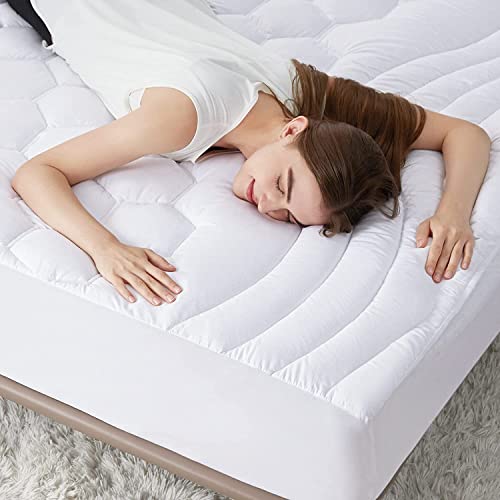 Bedsure Queen Mattress Pad, Mattress Topper Queen Soft Mattress Protector Breathable Fluffy Cooling Bedding Quilted Fitted Pillow Top Mattress Cover with 8-21" Deep Pocket(60x80 Inches)