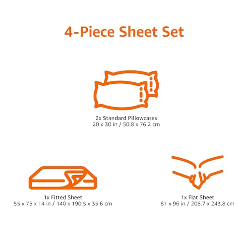 Amazon Basics 4 Piece Bed Sheets Set, 100% Cotton Jersey, Includes Super Soft, Flat and Fitted Sheets, Pillowcase, Full, Oatmeal, Solid