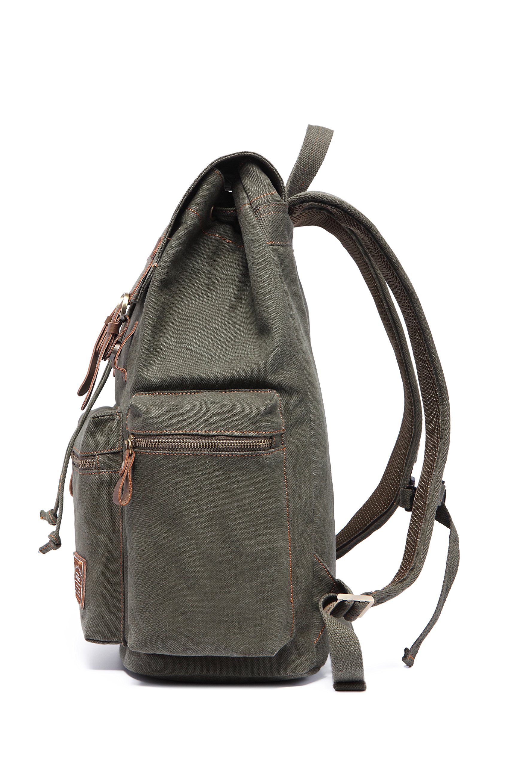 KAUKKO Vintage Casual Canvas and Leather Rucksack Backpack