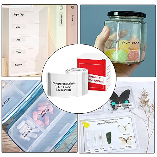 M200 Label Maker Machine - Portable Bluetooth Thermal Label Maker Printer Compatible with Android & iOS, with One Roll 40x60mm Clear Thermal Labels