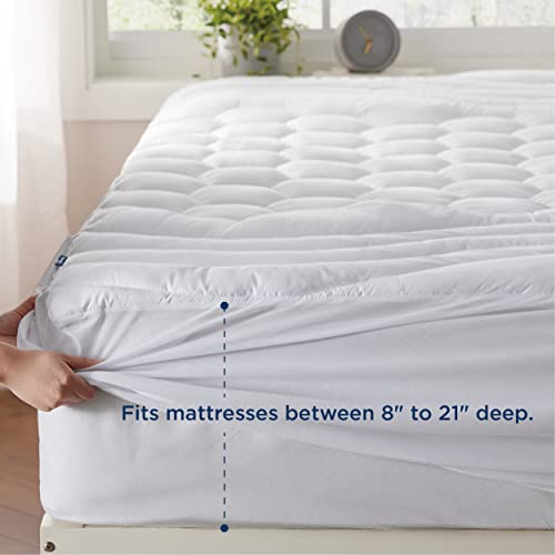 Bedsure Queen Mattress Pad, Mattress Topper Queen Soft Mattress Protector Breathable Fluffy Cooling Bedding Quilted Fitted Pillow Top Mattress Cover with 8-21" Deep Pocket(60x80 Inches)