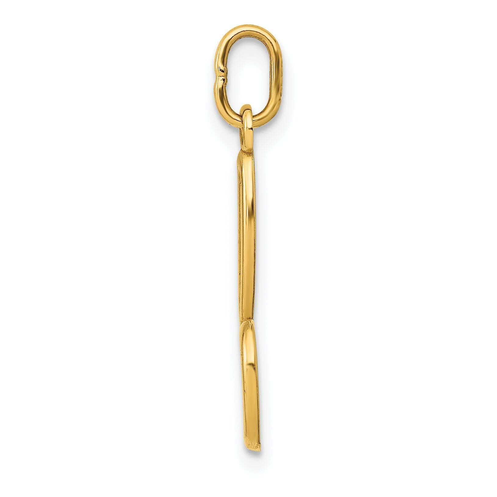 Goldia 14k Yellow Gold Lowercase Cursive Style Letter B Initial Charm 17x7mm