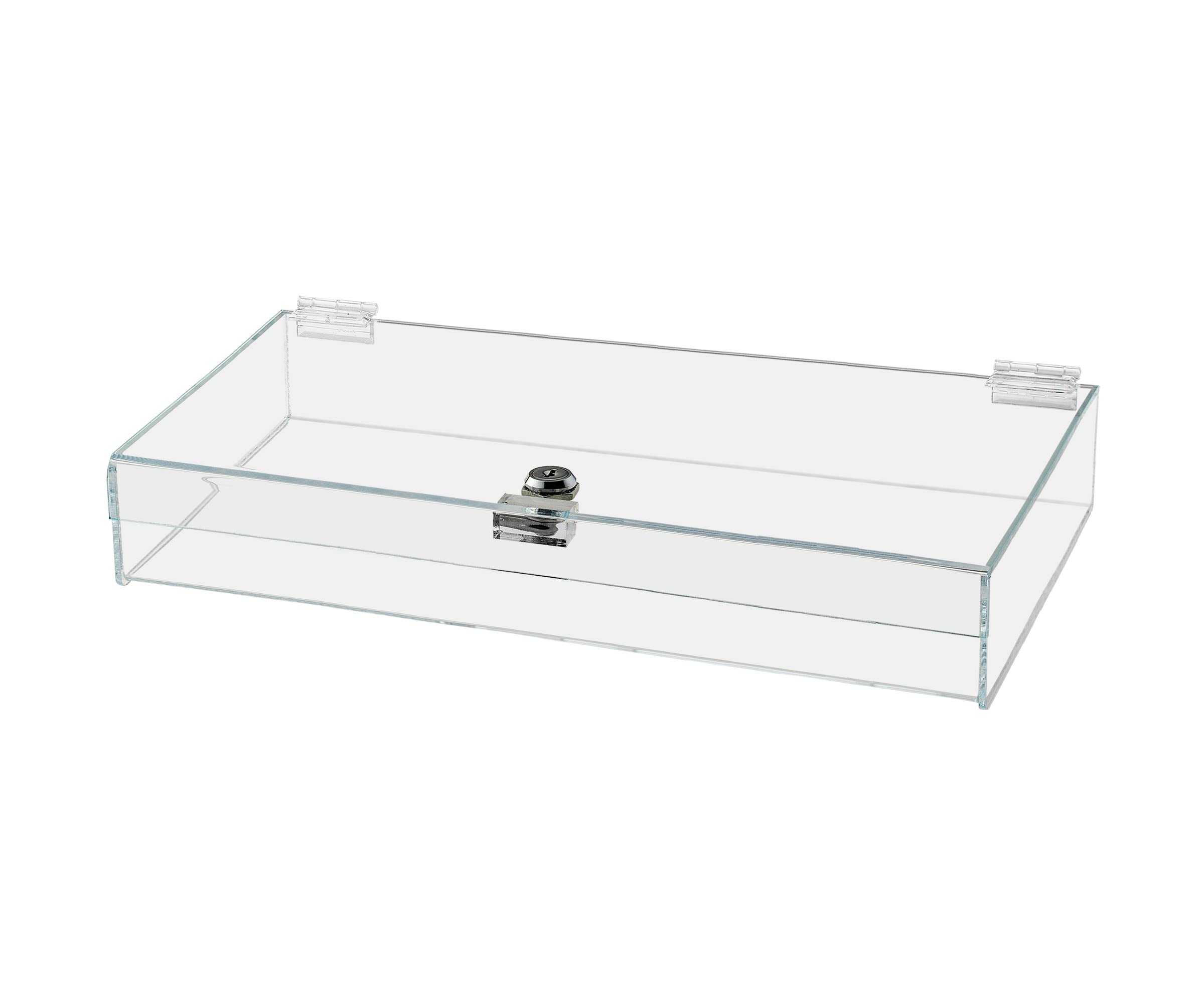 Acrylic Locking Display Case with Keys 16" x 10" x 3" Clear Rectangular Countertop Tray with Lid for Antiques Artifacts Collectibles Jewelry Currency and Coins by Marketing Holders