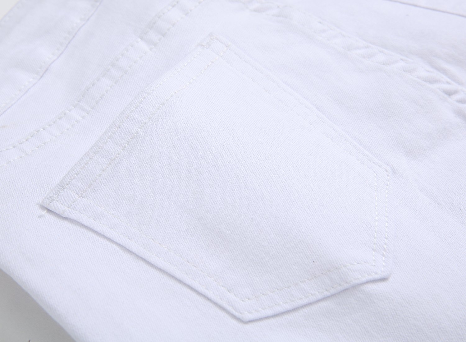Boy's White Slim Fit Skinny Jeans Ripped Elastic Waist Pants with Zipper for Kids,White,14 Slim