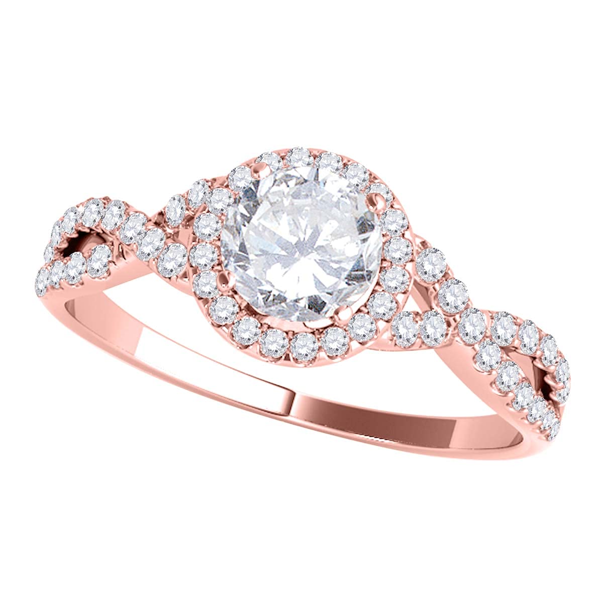 MauliJewels Engagement Ring 0.50 Carat Halo Lab Grown Diamond Bridal Set Band in 14k Solid Yellow White Rose Gold
