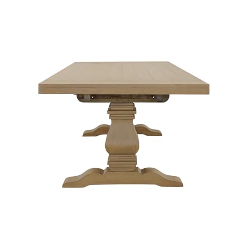 Coaster Home Furnishings Florence Traditional Farmhouse Rectuangular 126-inch Double Pedestal Planked Wood Top Extension Leaf Dining Table Rustic Smoke 180201