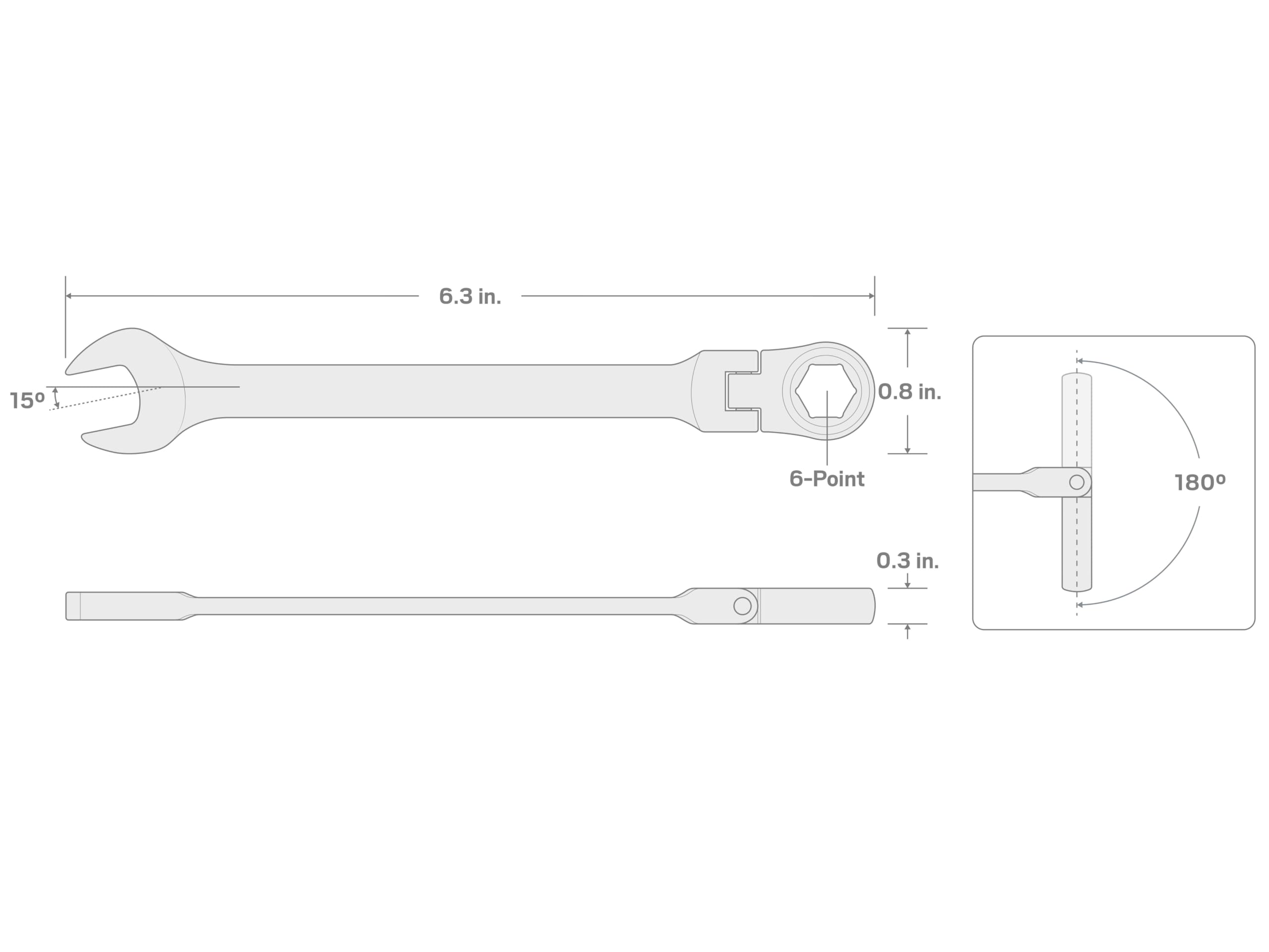 TEKTON 3/8 Inch Flex Ratcheting Combination Wrench | WRN57008