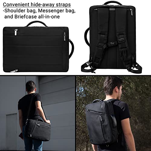 Black 3-in-1 Convertible Laptop Bag for Microsoft Surface Pro 9 8 13", 7+ 7 12.3", Go 3 10.5" Laptop Go 2 12.4"