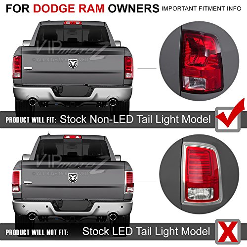 VIPMOTOZ Premium OLED Tube Tail Light Lamp For 2009-2018 Compatible with Dodge RAM 1500 2500 3500 - [Factory Incandescent Model] - Matte Black Housing, Smoke Lens, Driver & Passenger Side