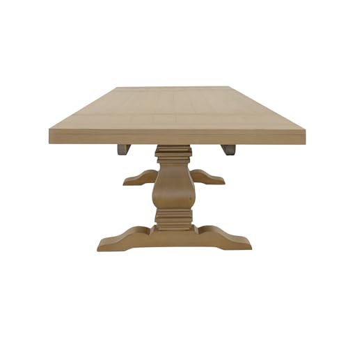 Coaster Home Furnishings Florence Traditional Farmhouse Rectuangular 126-inch Double Pedestal Planked Wood Top Extension Leaf Dining Table Rustic Smoke 180201