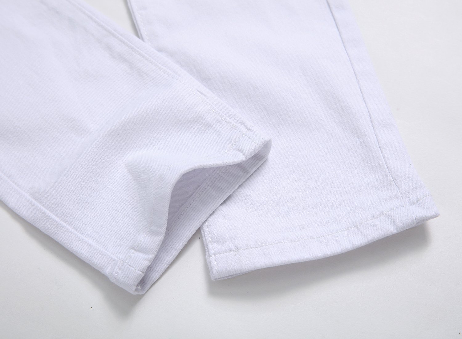 Boy's White Slim Fit Skinny Jeans Ripped Elastic Waist Pants with Zipper for Kids,White,14 Slim