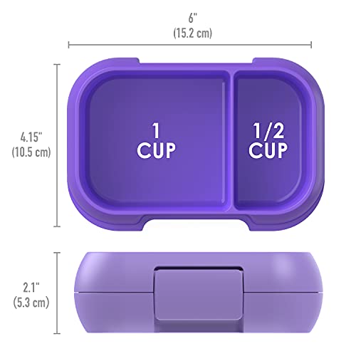 Bentgo Kids Snack - 2 Compartment Leak-Proof Bento-Style Food Storage for Snacks and Small Meals, Easy-Open Latch, Dishwasher Safe, and BPA-Free - Ideal for Ages 3+ (Purple)