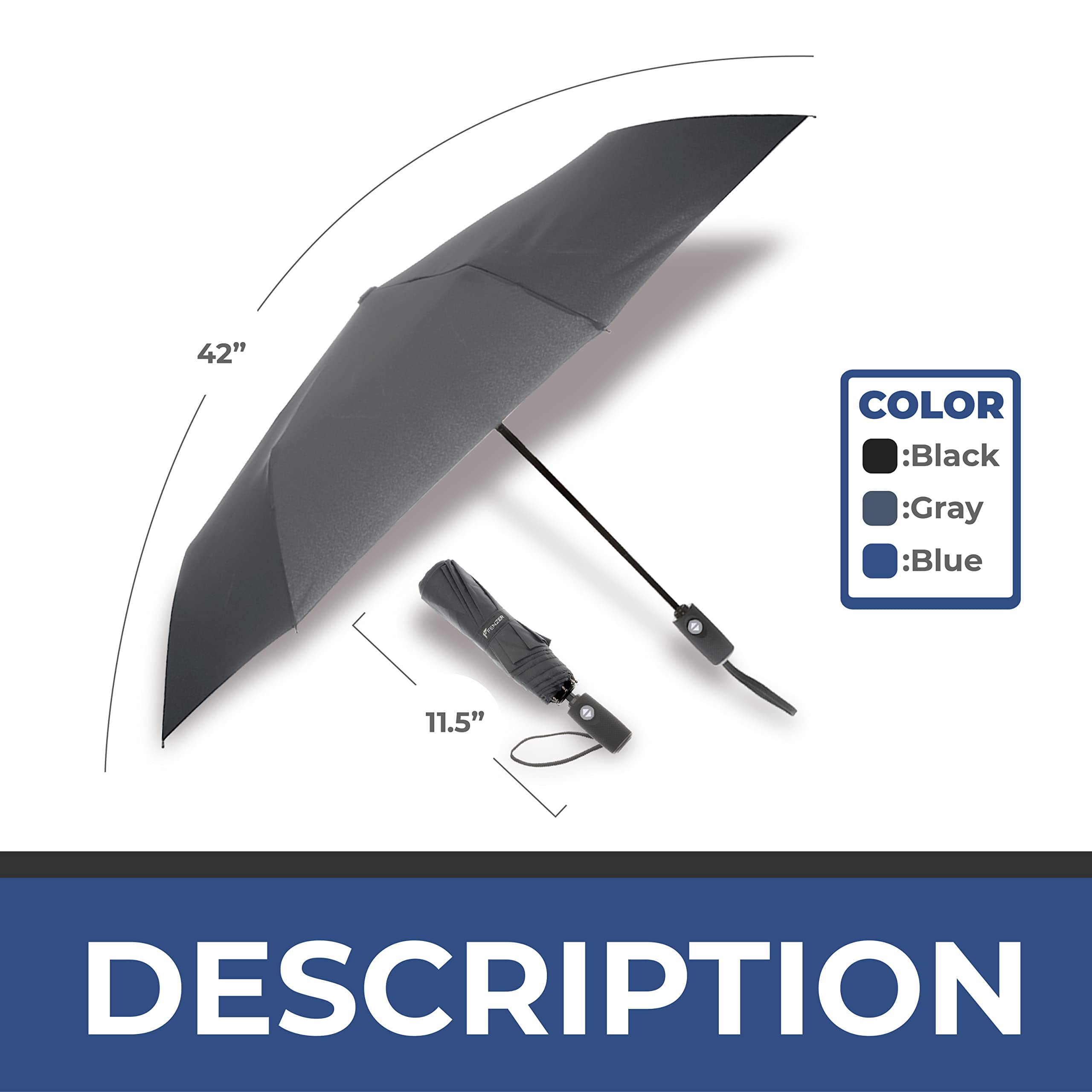 Windproof"TEFLON" Coated Travel Umbrella - Auto Open/Close - Travel Stylish Lightweight Design for Women/Men (Dark Grey)
